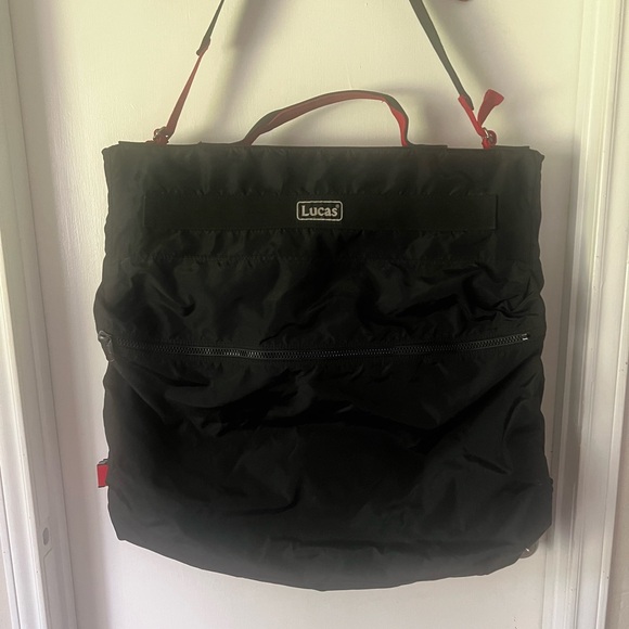 Lucas | Bags | Lucas Black Garment Bag With Red Trim Travel Luggage ...